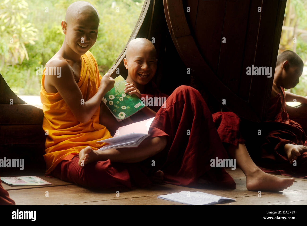 Monks at classroom of Buddhist monastery Stock Photo - Alamy