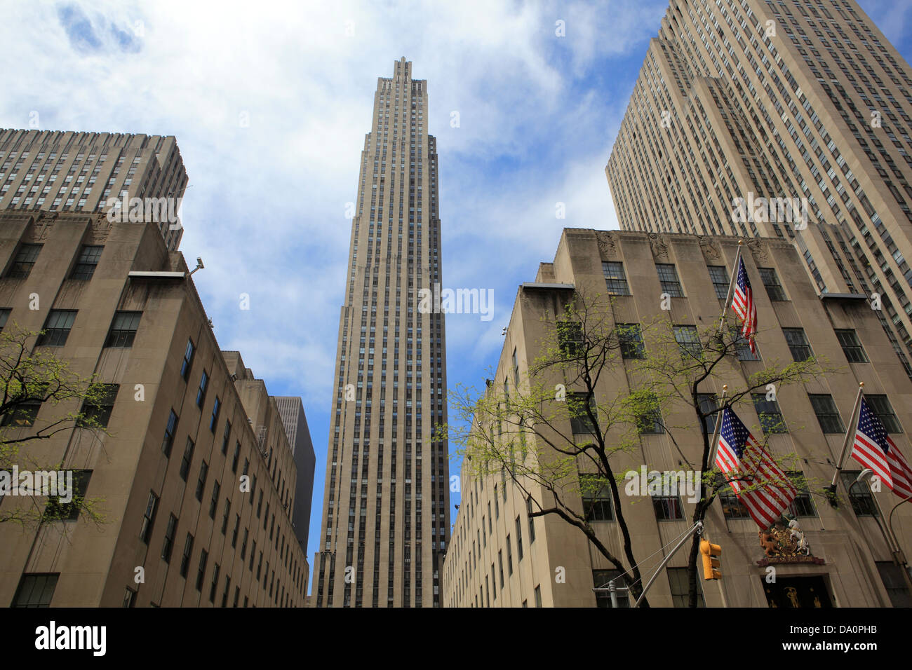 American flags rockefeller center manhattan hi-res stock photography ...