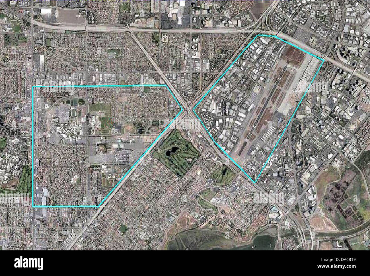 Aerial view of Santa Ana Army Air Base, California, in 2006, captured ...