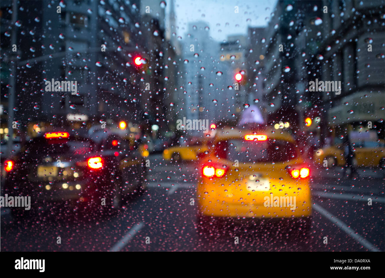 New York City traffic in the rain Stock Photo - Alamy