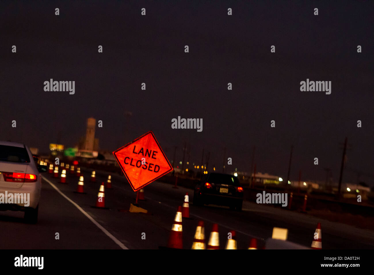 Lane Closure and Road Construction signs along California's Highway 99 ...