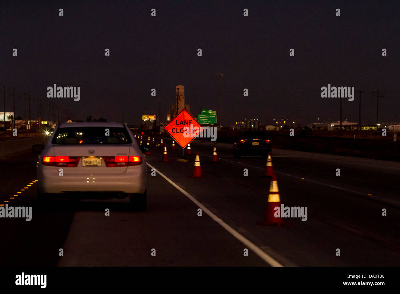 Lane Closure and Road Construction signs along California's Highway 99 ...