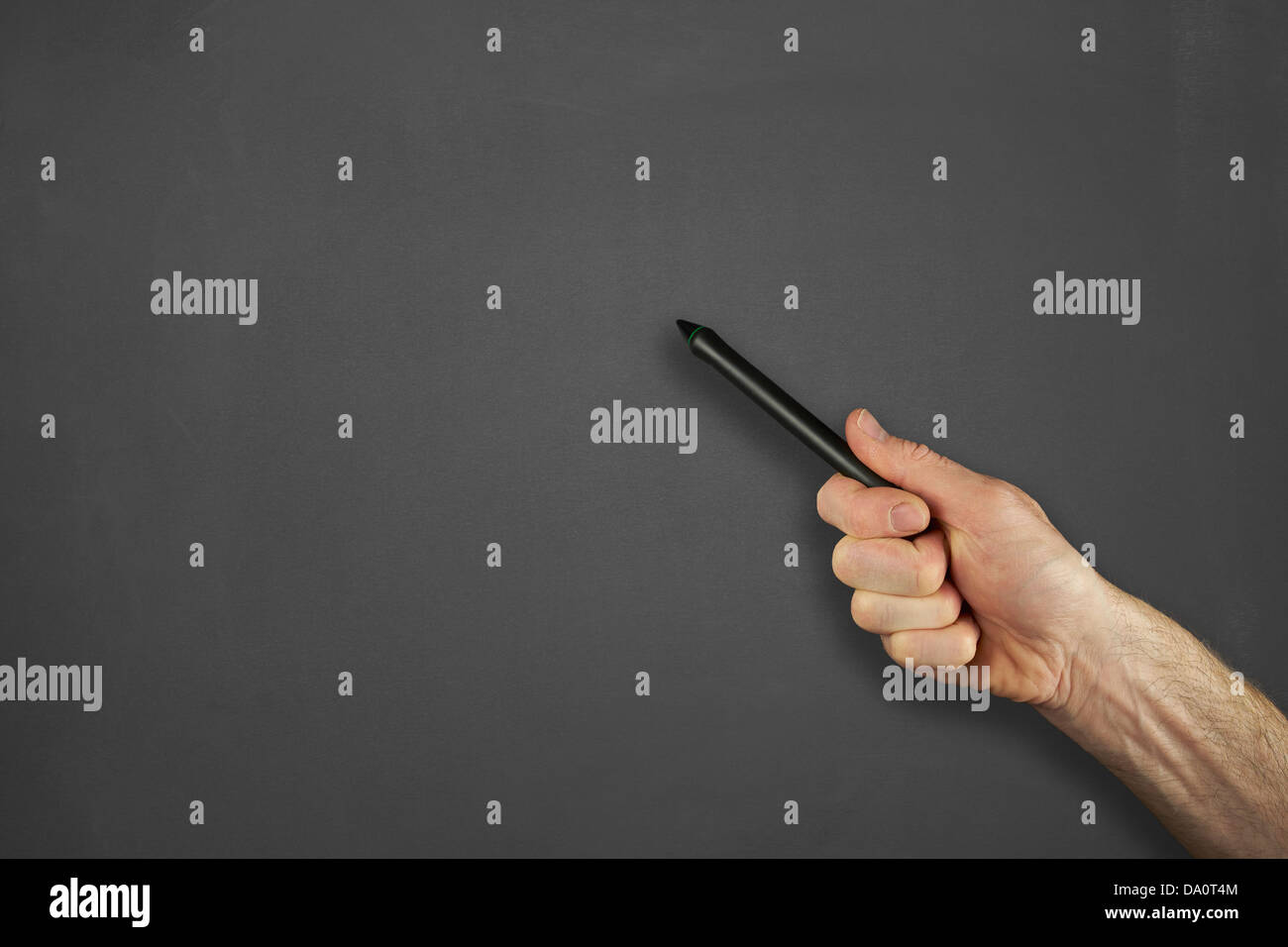 Mans hand pointing to a blank message on a chalkboard Stock Photo - Alamy