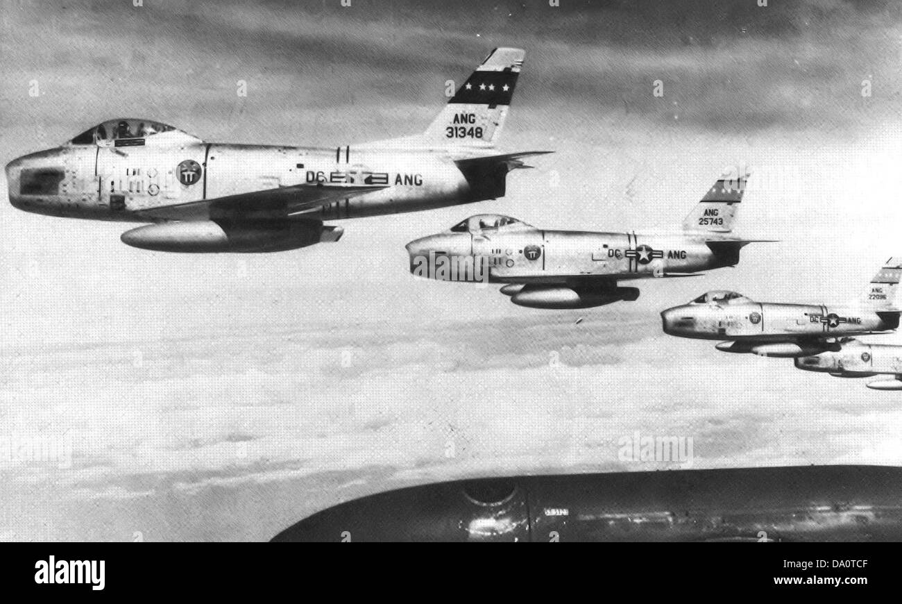 121st Fighter-Interceptor Squadron 4-ship F-86 Stock Photo - Alamy