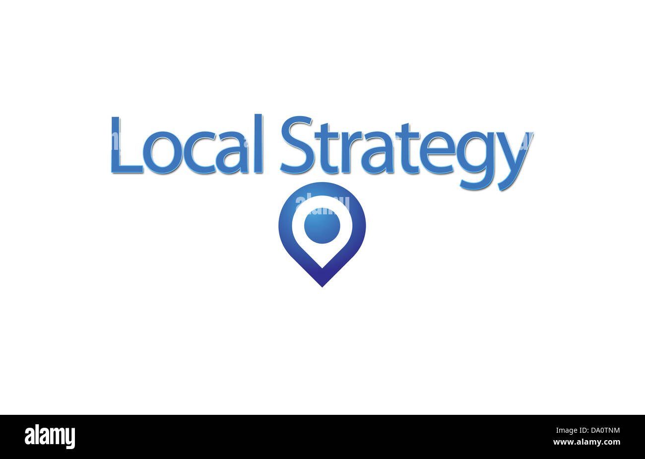 An illustration about Local Strategy idea with blue text isolated on ...