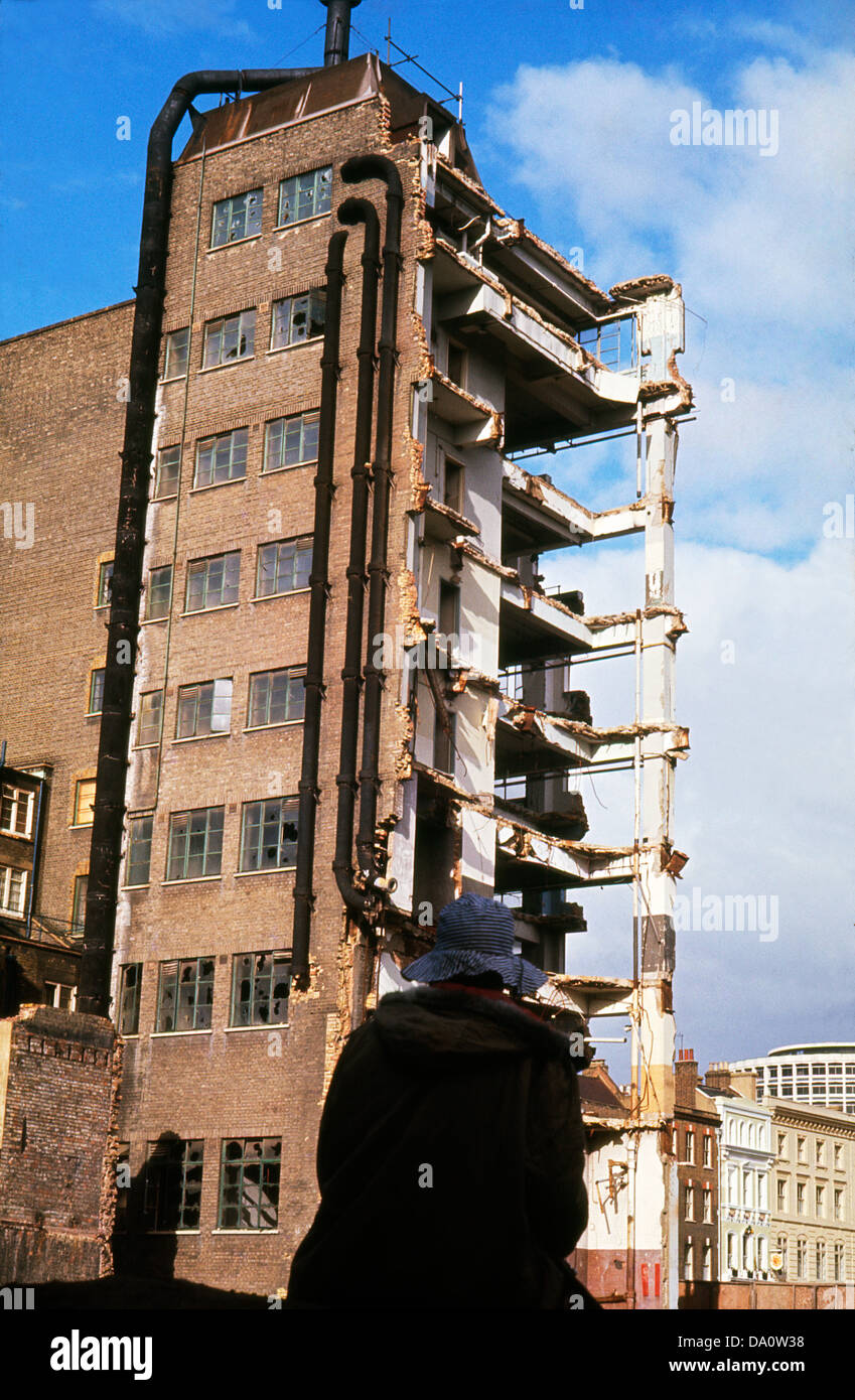 A person looking at a demolition site in Covent Garden London England ...
