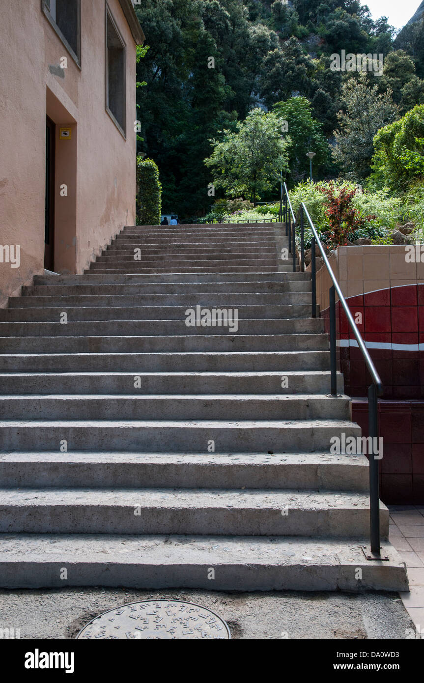 long with black railing stairs Stock Photo - Alamy