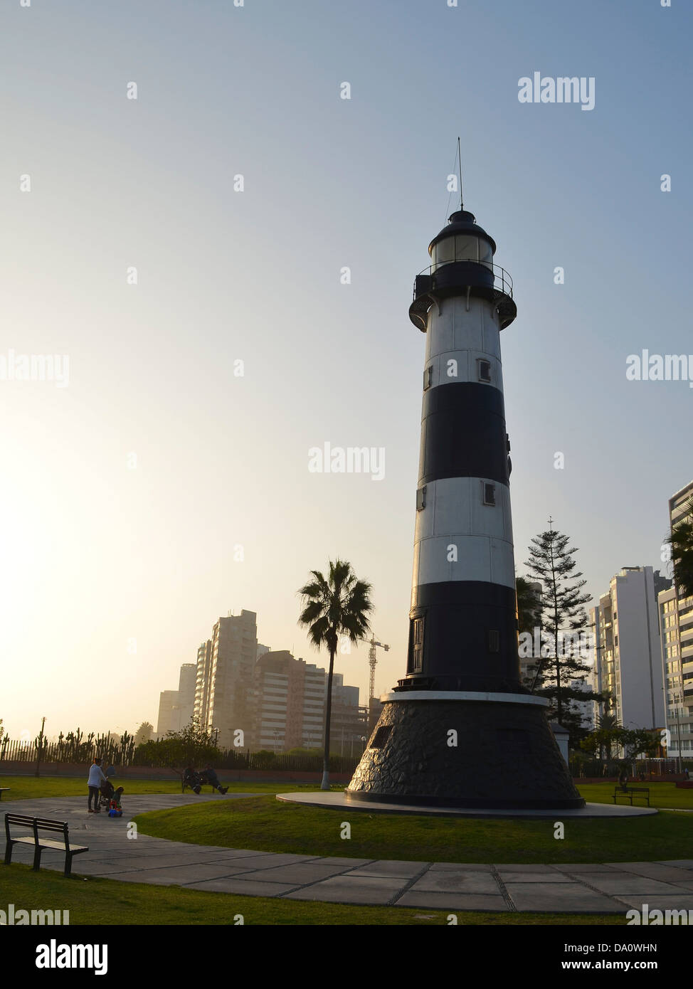 The faro (lighthouse) overlooking the Pacific Ocean along the Malecon ...