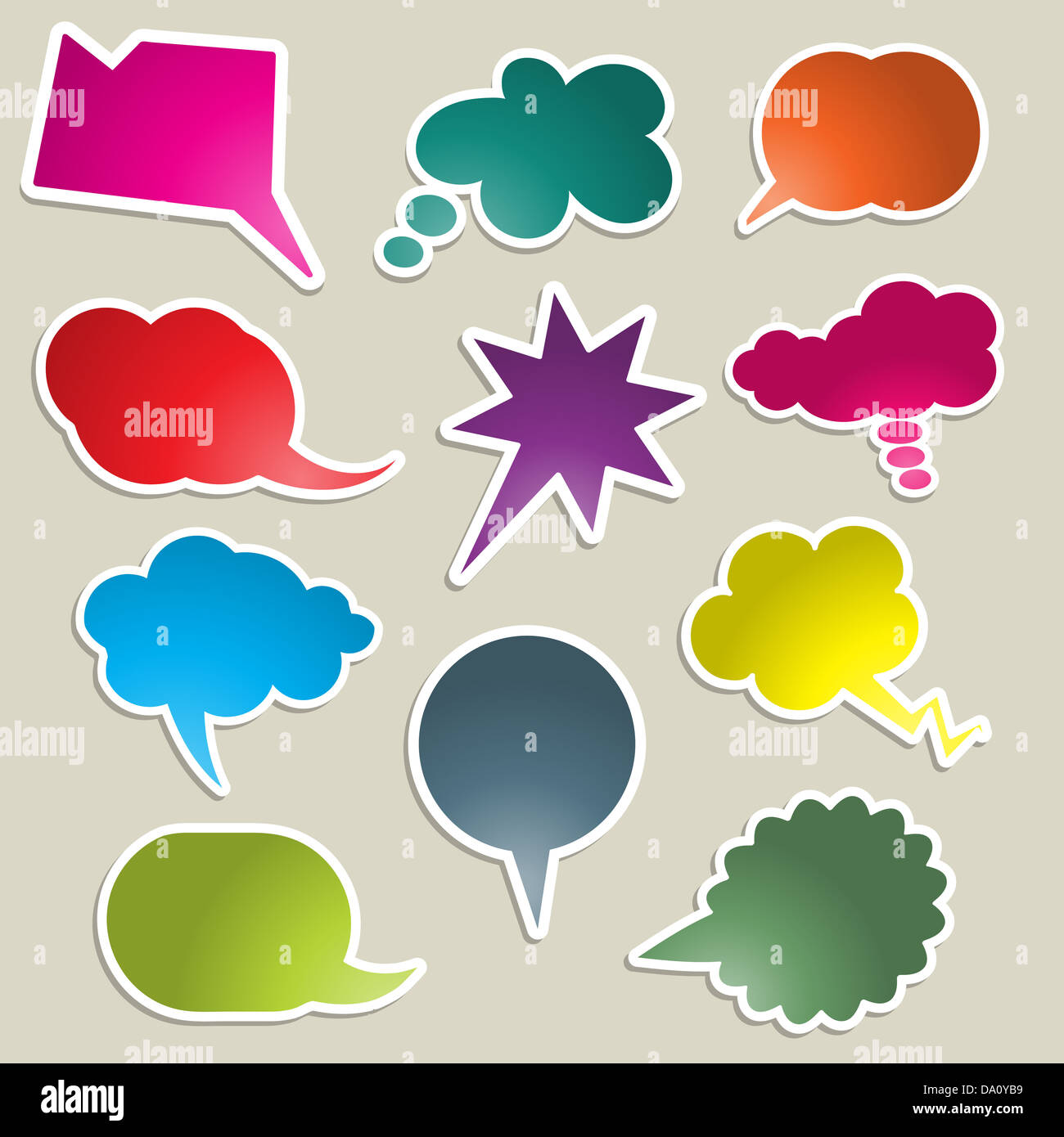 A collection of brightly coloured speech bubbles Stock Photo - Alamy