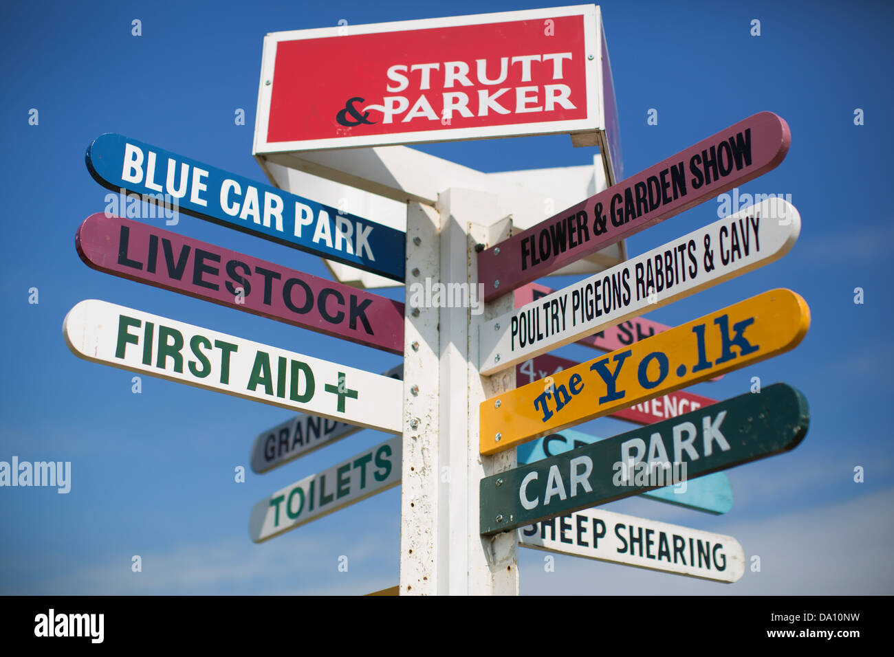 Direction finger post signs at the Royal Norfolk Agricultural Show 2013 ...