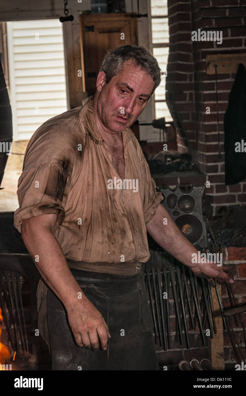 Blacksmith Reenactor, Colonial Williamsburg, Virginia Stock Photo - Alamy