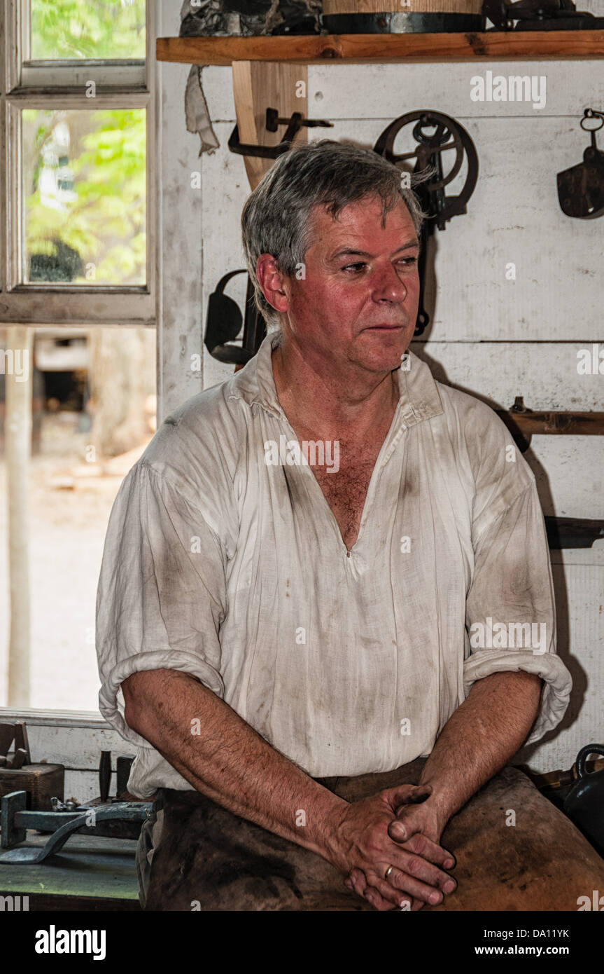 Blacksmith Reenactor, Colonial Williamsburg, Virginia Stock Photo - Alamy