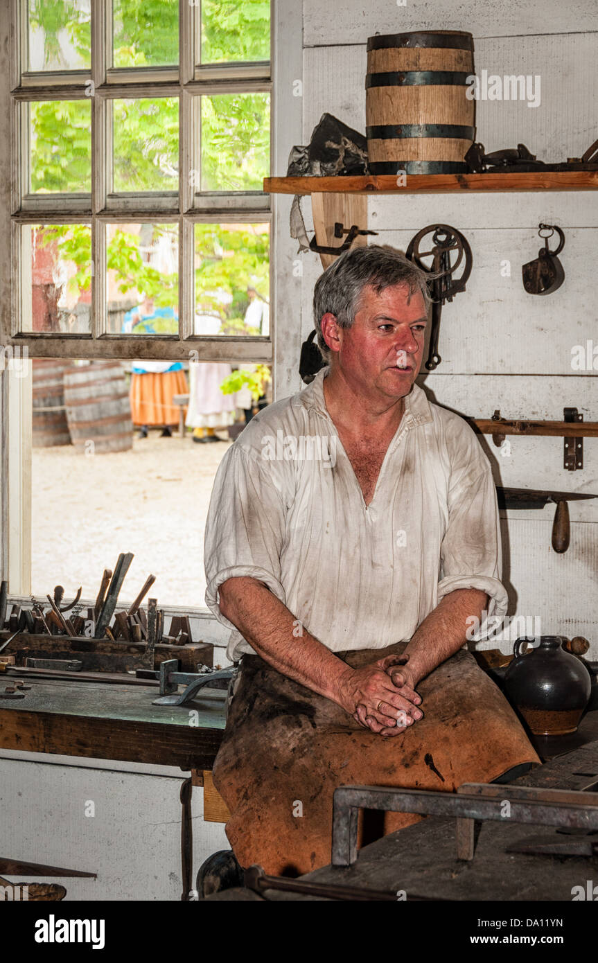 Blacksmith Reenactor, Colonial Williamsburg, Virginia Stock Photo - Alamy