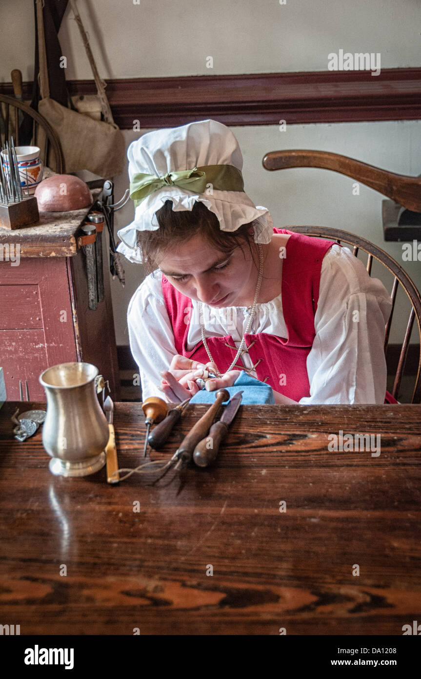 Silversmith Reenactor, Colonial Williamsburg, Virginia Stock Photo - Alamy