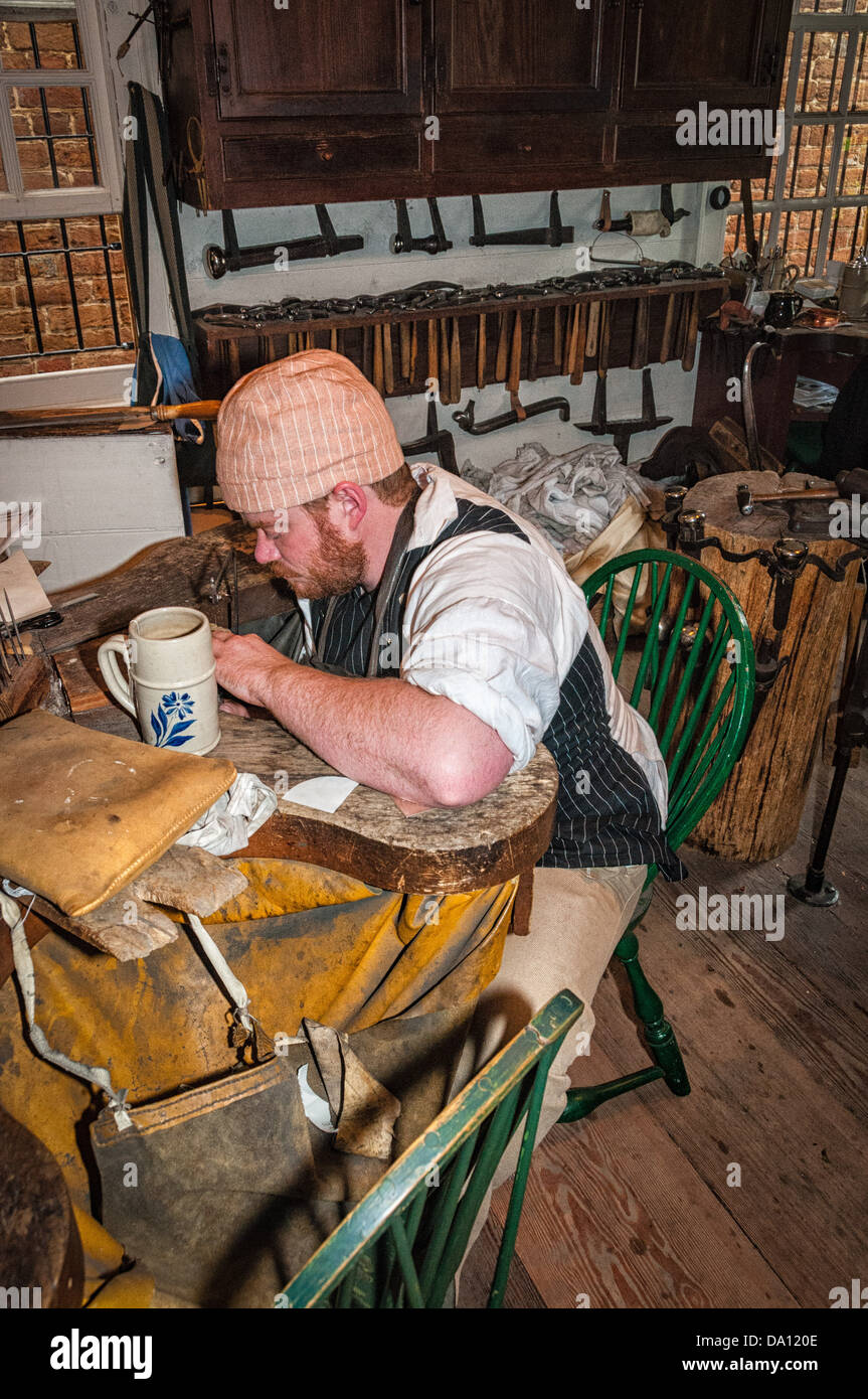 Silversmith Reenactor, Colonial Williamsburg, Virginia Stock Photo - Alamy