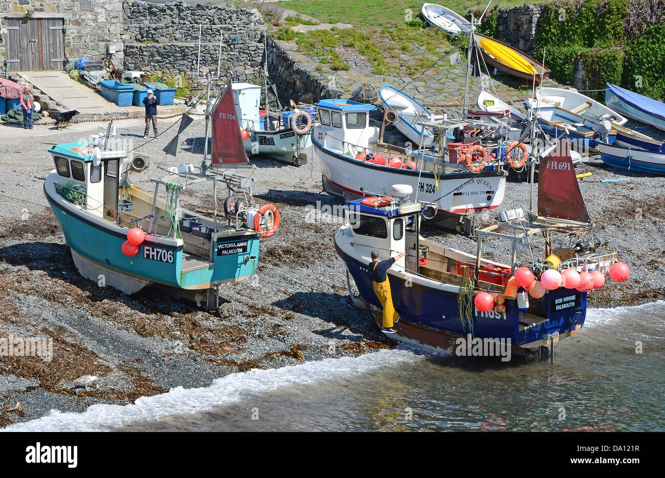 Fishing boats at Cadgwith in Cornwall, Uk Stock Photo - Alamy