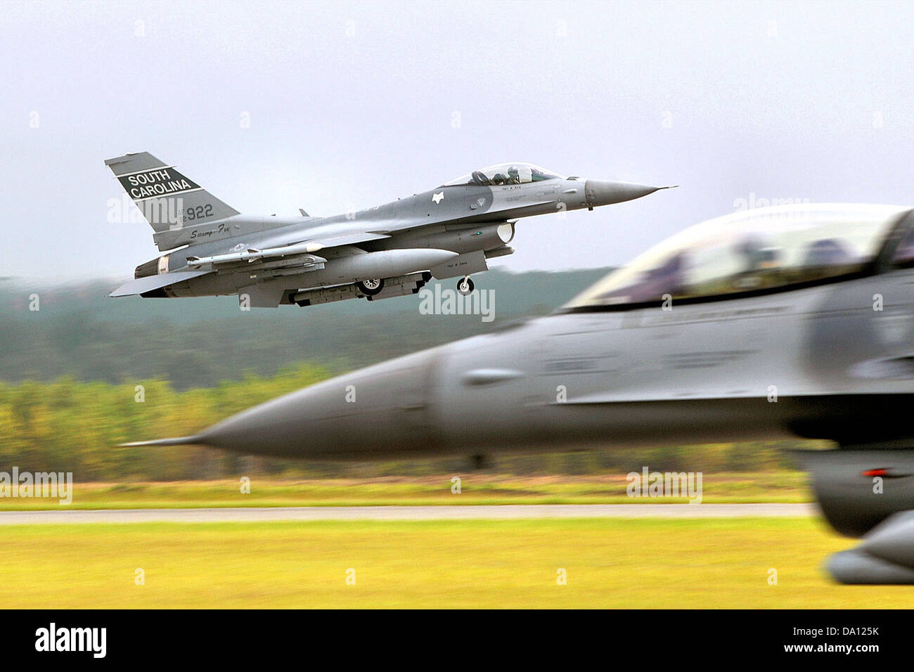 The 169th Fighter Wing's F-16 aircraft conducts a takeoff ...