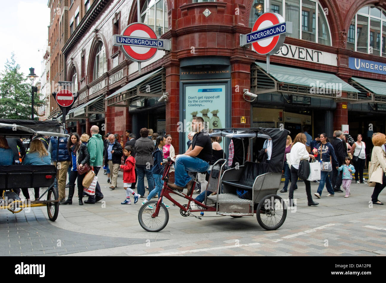 Urban Rickshaw or Pedicab with driver or rider outside Covent Garden ...