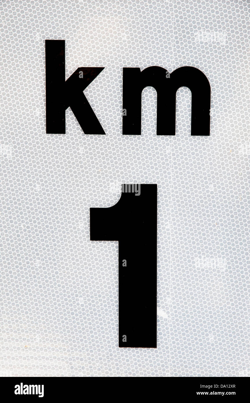 kilometer sign on a bright background Stock Photo - Alamy
