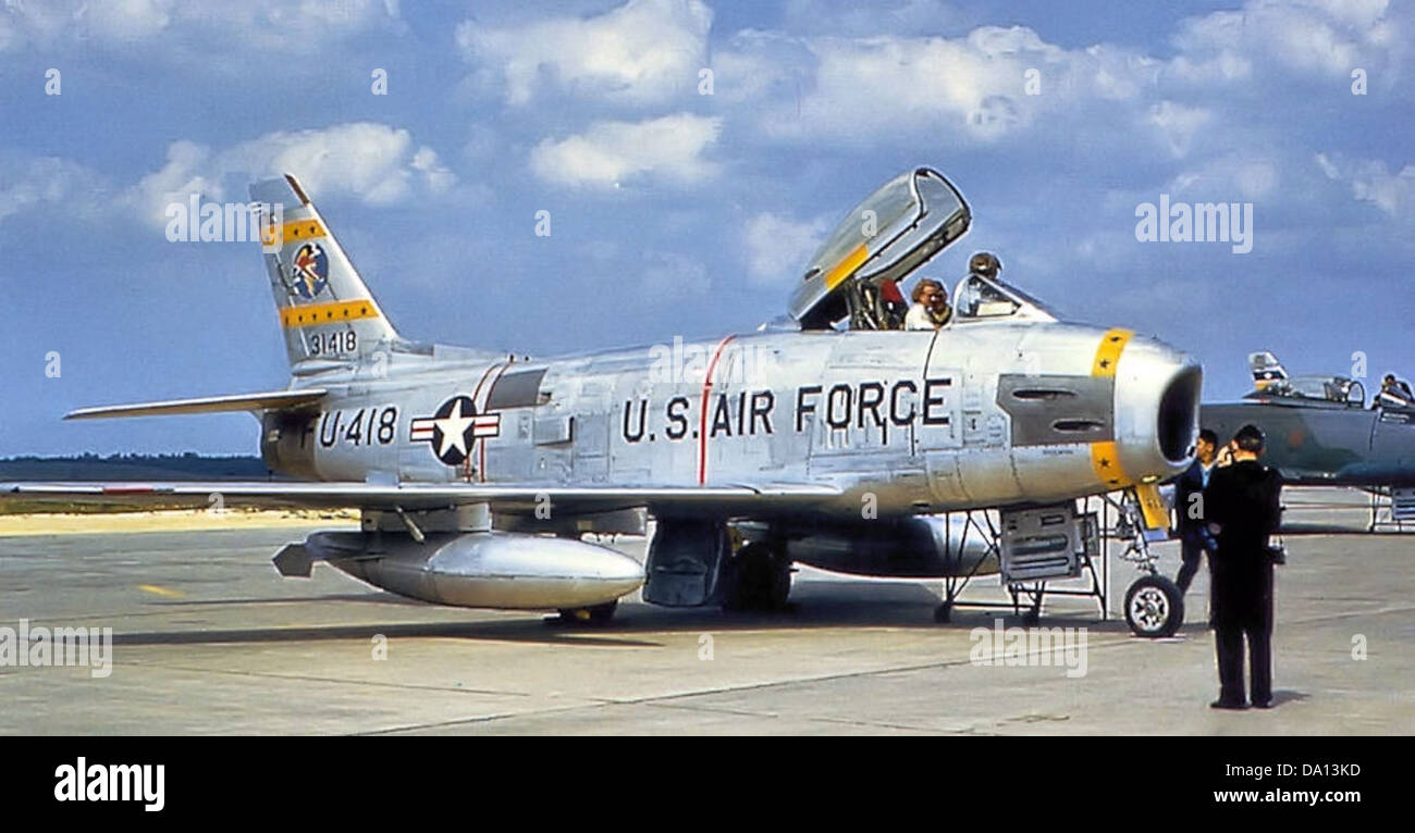 The North American F-86H Sabre, tail number 53-1418, was used by the ...