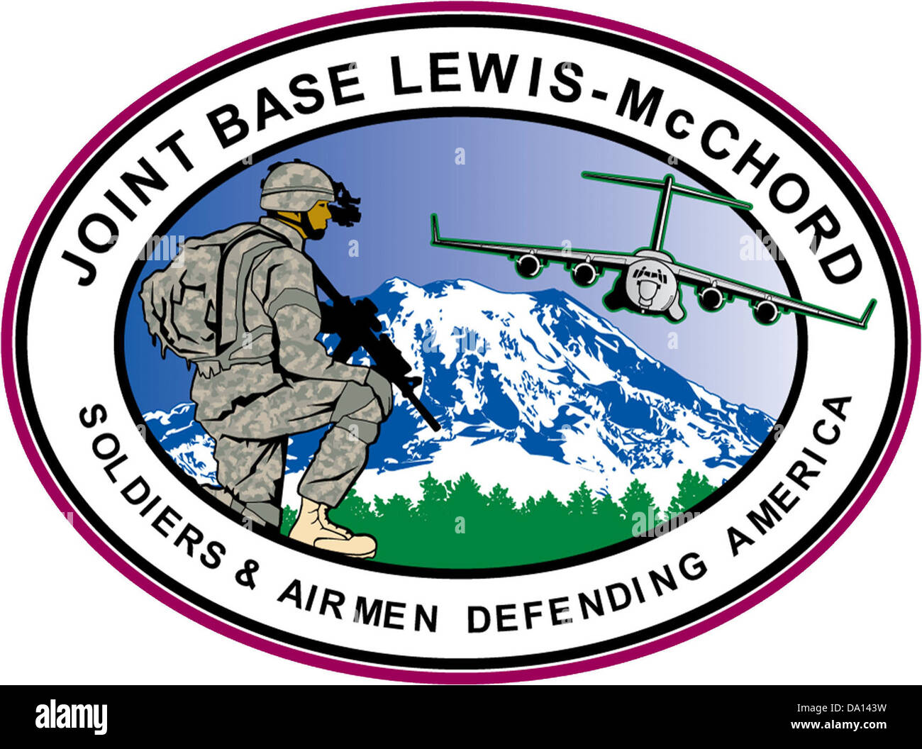 The emblem of Joint Base Lewis-McChord (JBLM), representing the ...