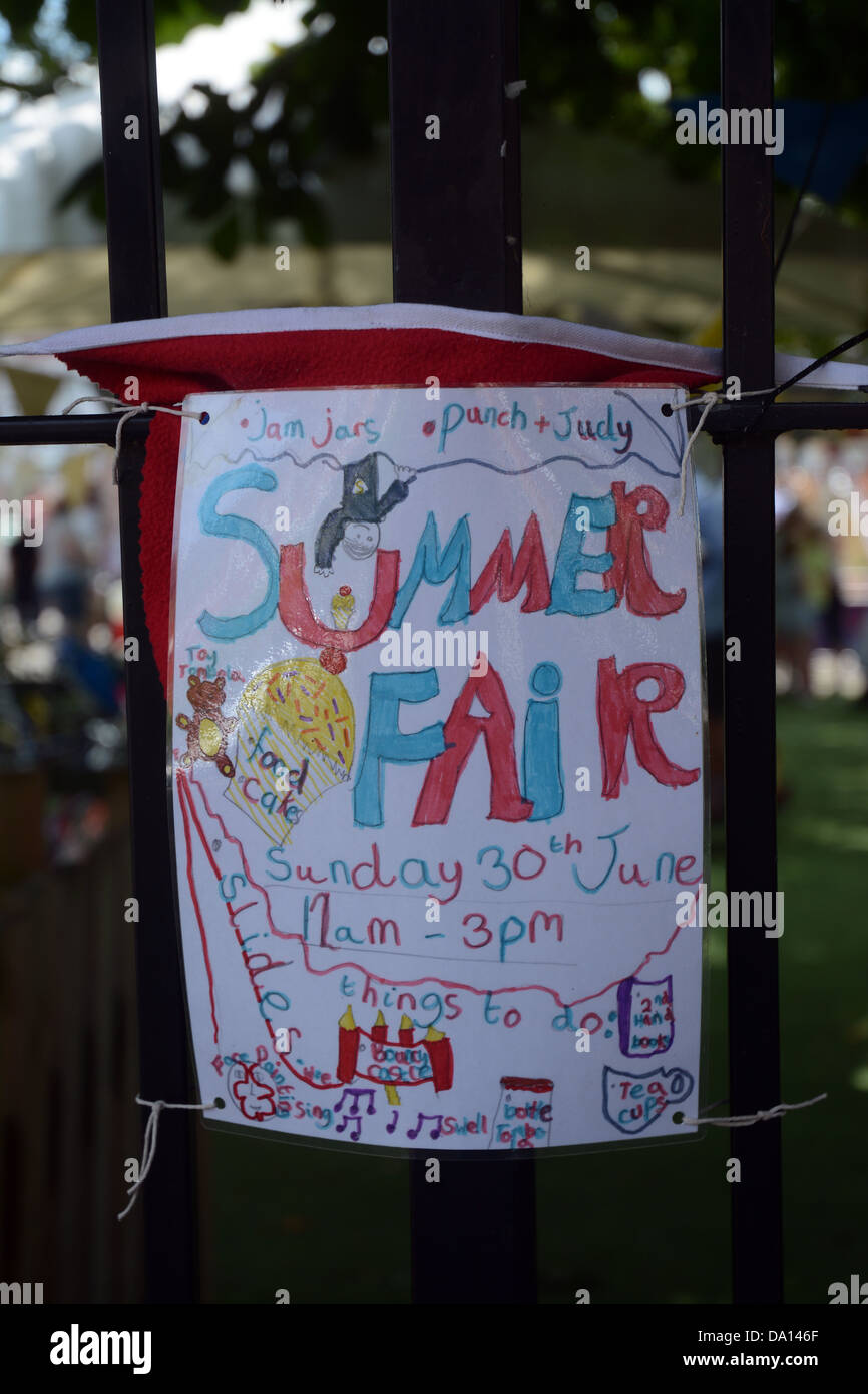 A sign or poster designed on the railings of a primary school ...