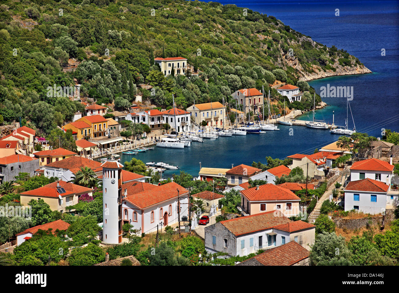 Kioni village, the most beautiful village of Ithaca (Ithaki) island ...