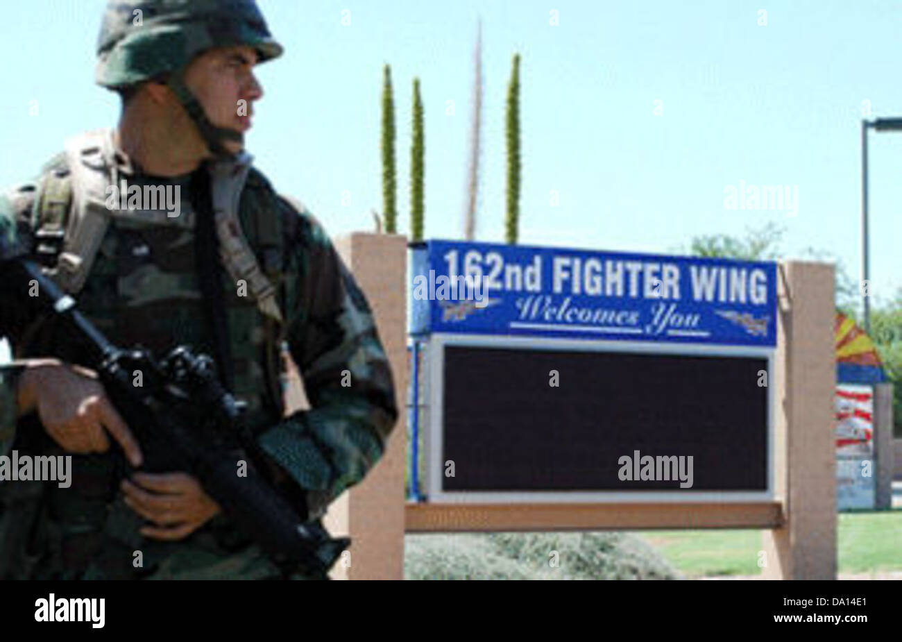 The 162nd Fighter Wing gate photo depicts a historical moment at the ...