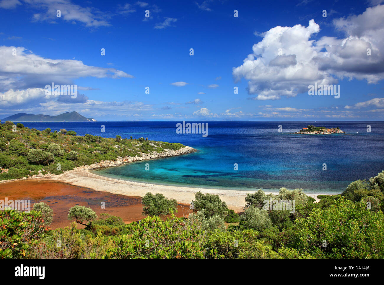 Alykes beach, close to Frikes village, Ithaca (Ithaki) island, Ionian ...