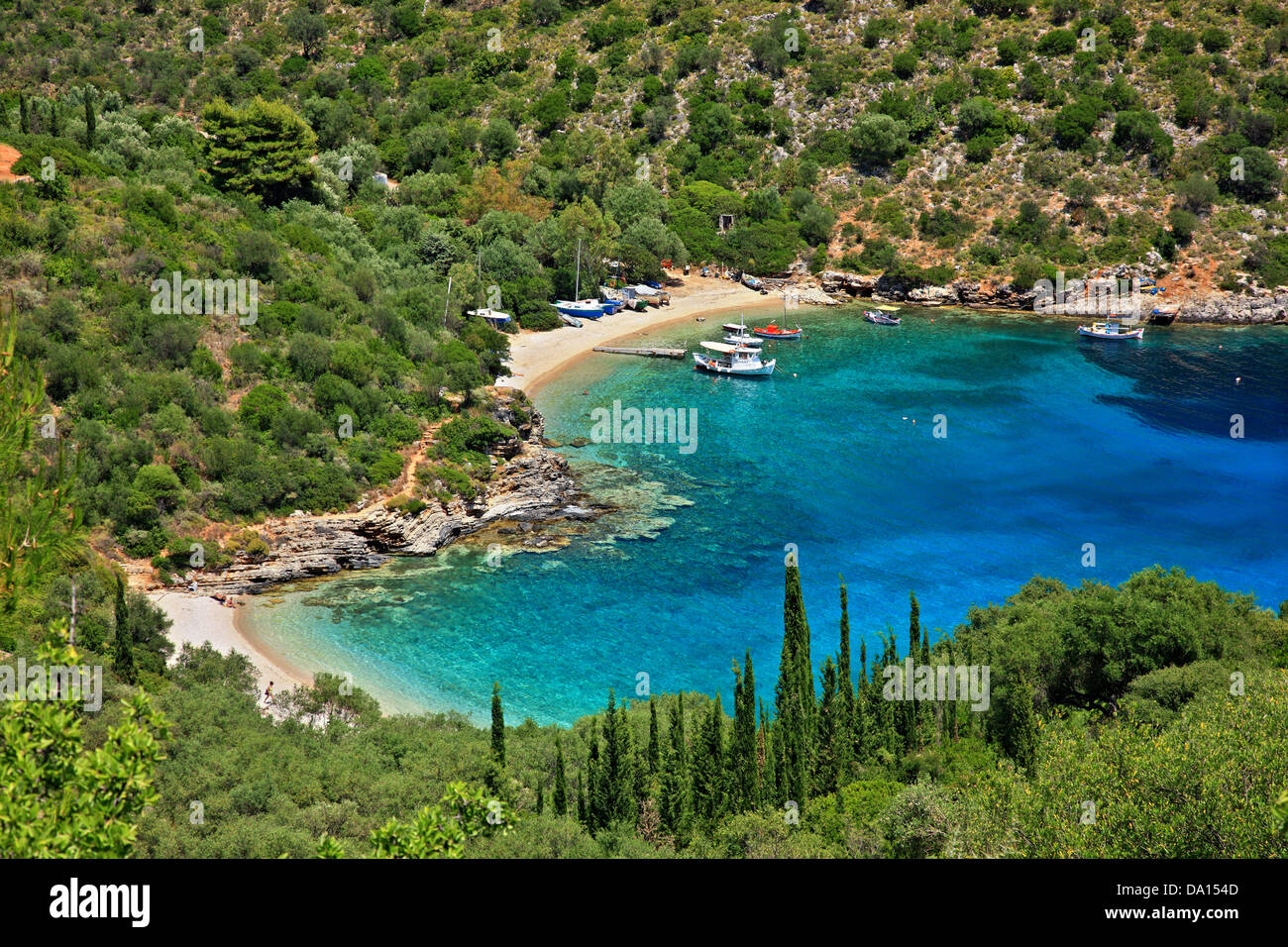 The "heart -shaped" beach of Sarakiniko, Ithaca ("Ithaki") island ...