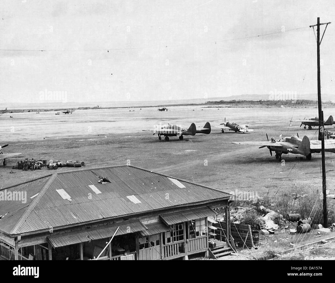 This historical photograph from 1945 shows East Field on Saipan during ...