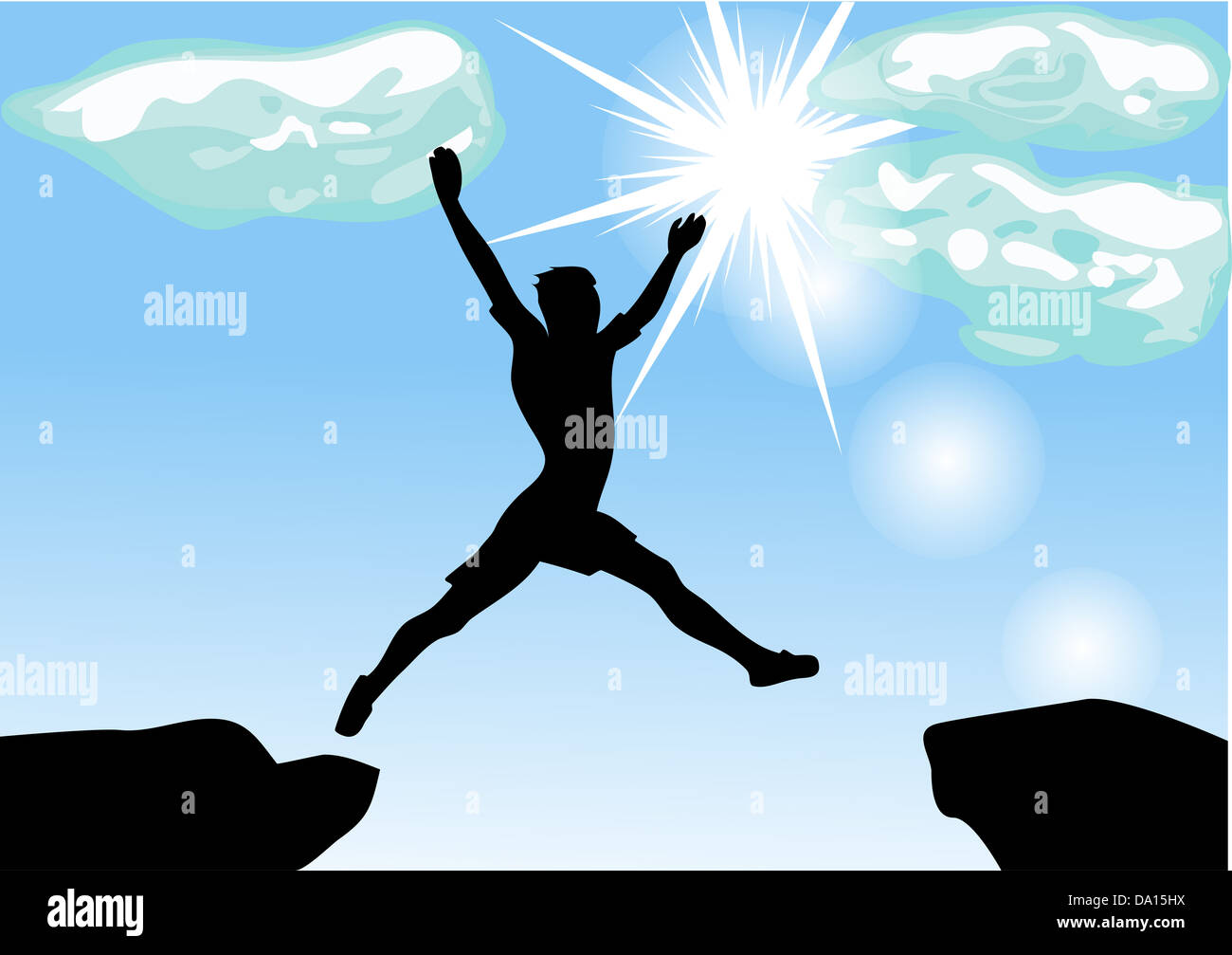 man leap across the chasm Stock Photo - Alamy