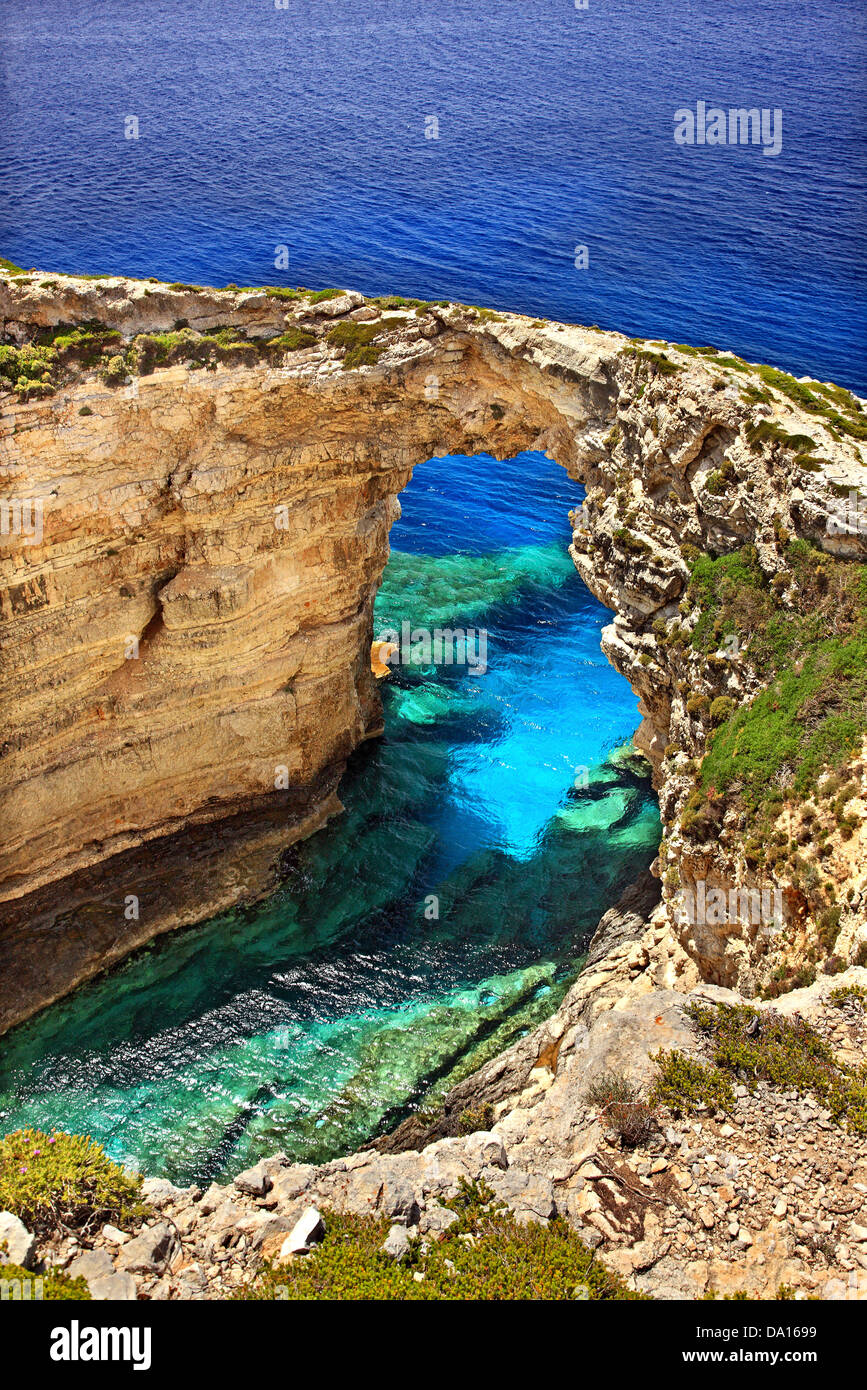Trypitos (also known as "Kamara"), a natural rocky arch at Paxos ("Paxi ...