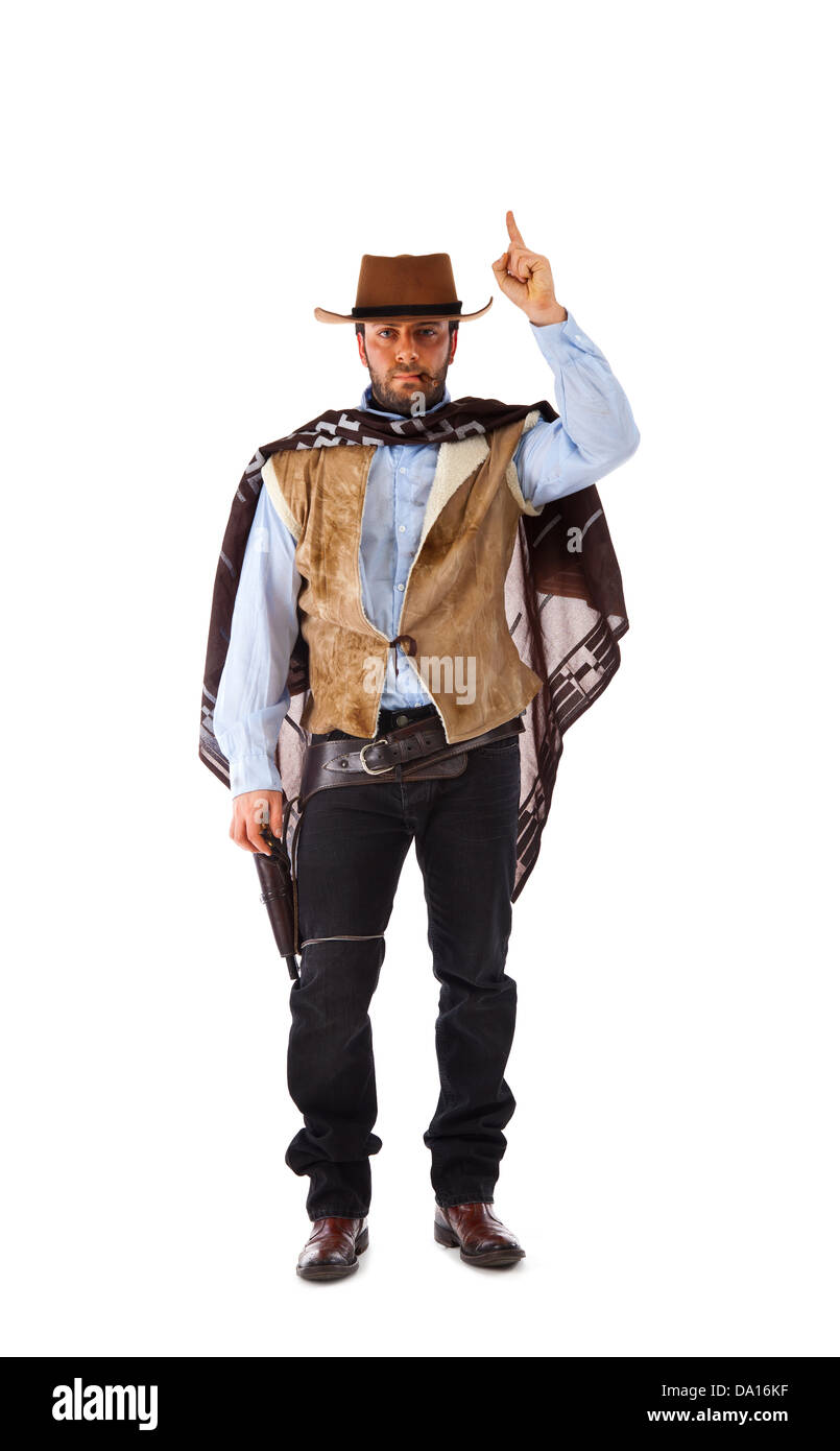 Cowboy gunslinger pointing gun Cut Out Stock Images & Pictures - Alamy