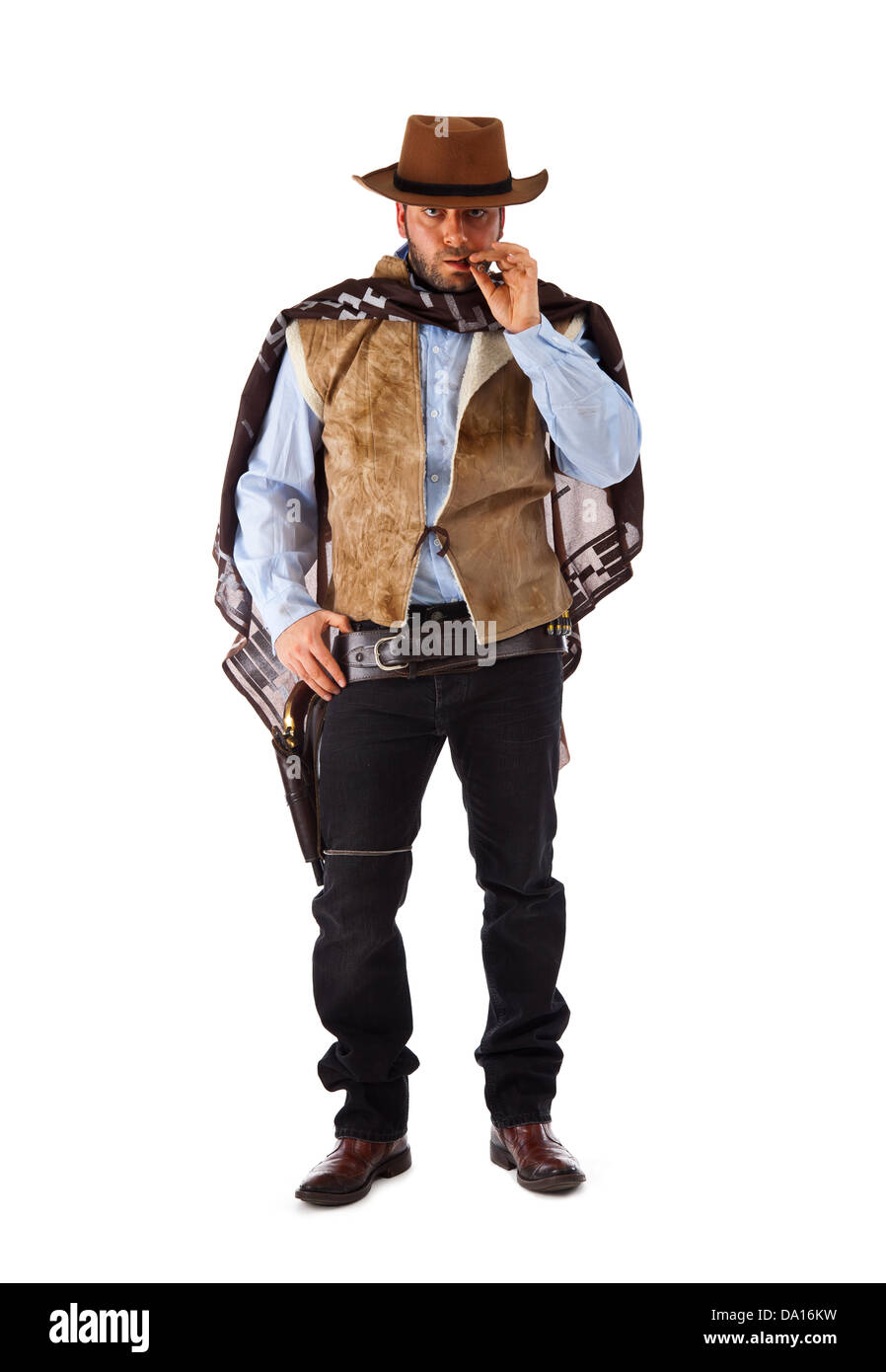 Gunman in the old wild west on white background Stock Photo - Alamy