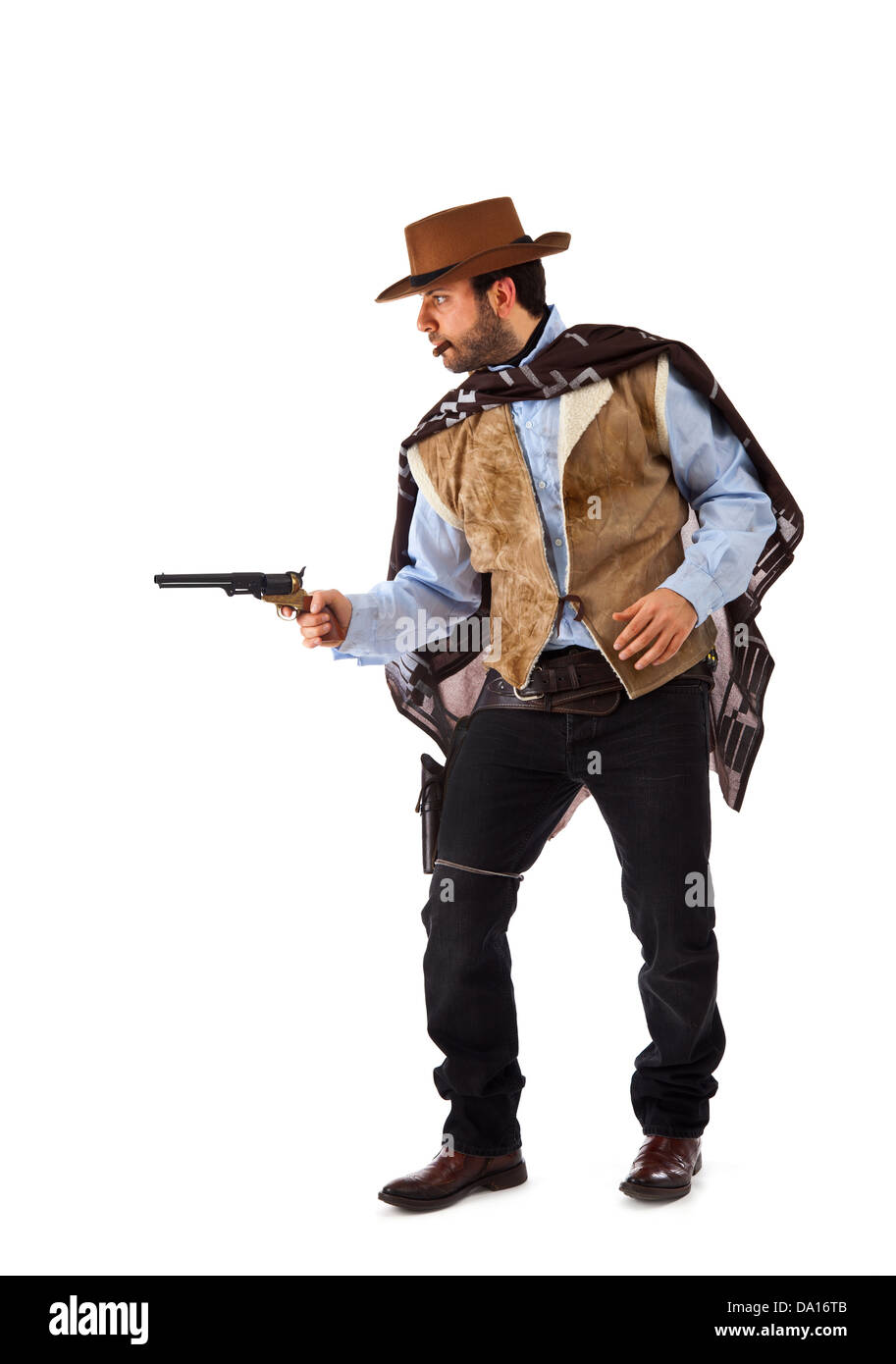 Gunman in the old wild west on white background Stock Photo - Alamy