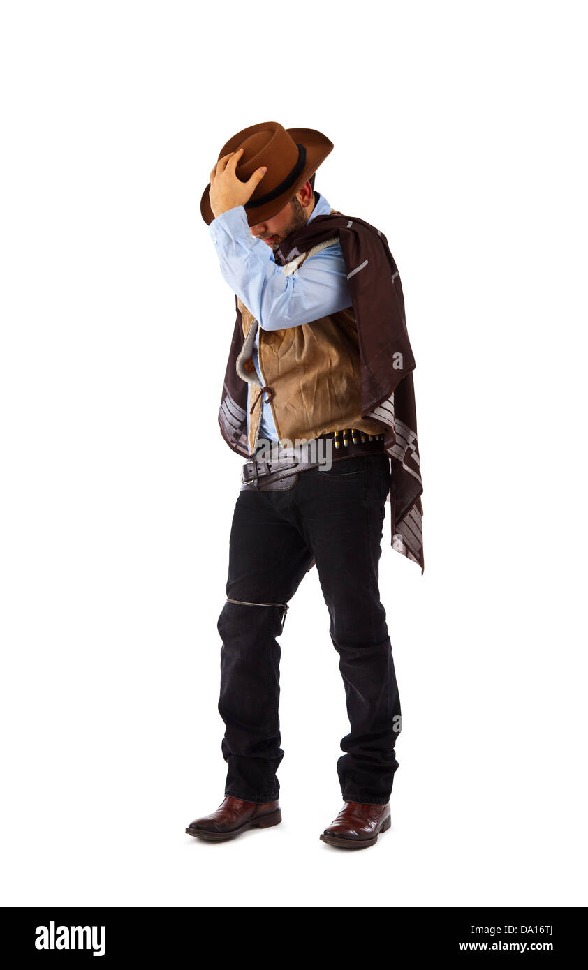 Gunman in the old wild west on white background Stock Photo - Alamy