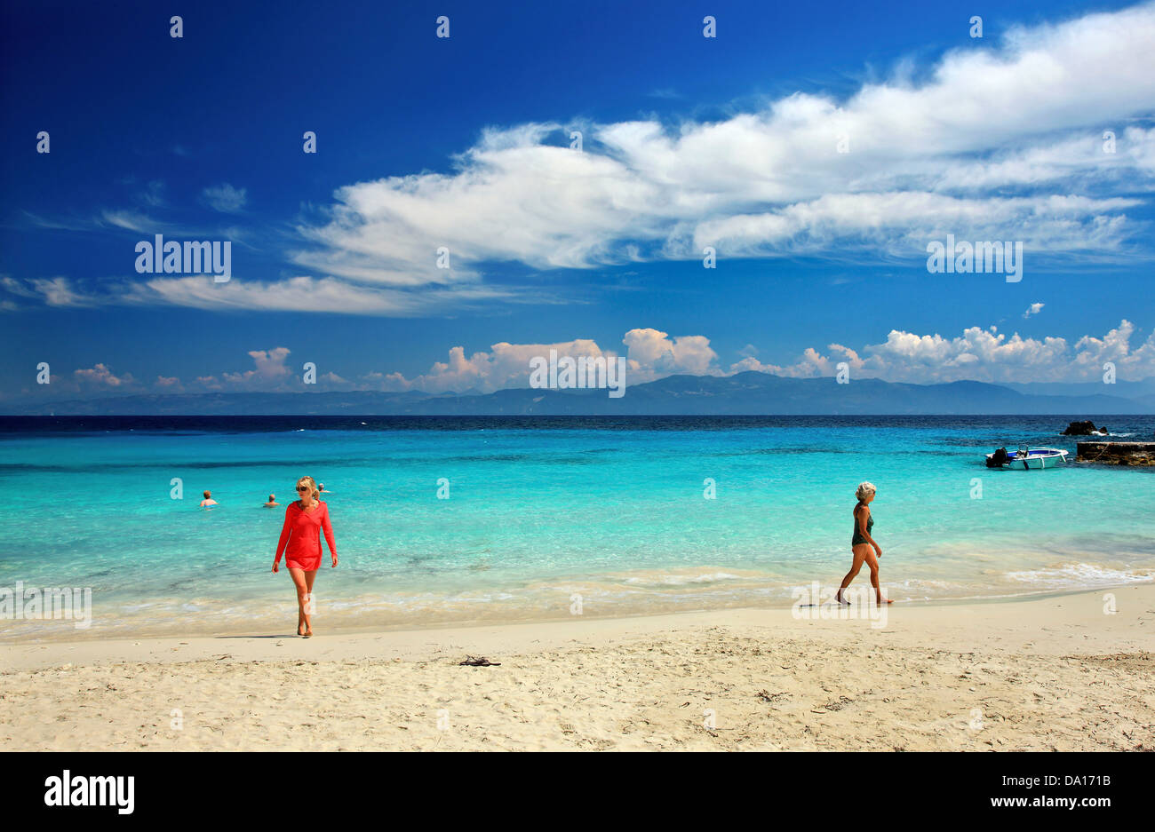 The exotic Vrika beach, Antipaxos ("Antipaxi") island, Ionian Sea ...