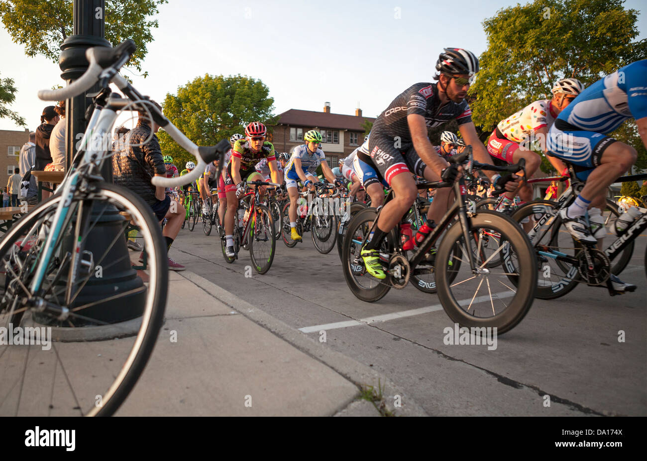 An annual bike race called a criterium is held in Shorewood, Wisconsin ...