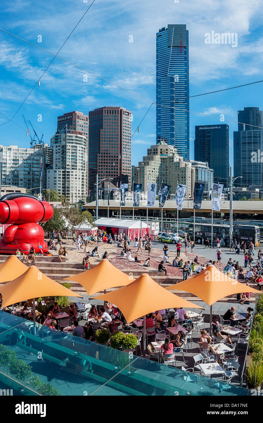 Café patrons among the interesting architectural angles of Melbourne's ...