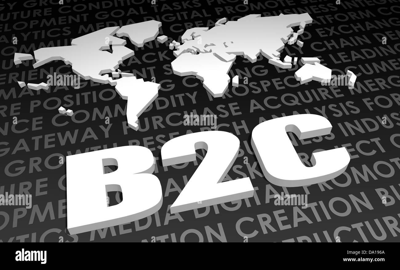 B2C Industry Global Standard on 3D Map Stock Photo - Alamy