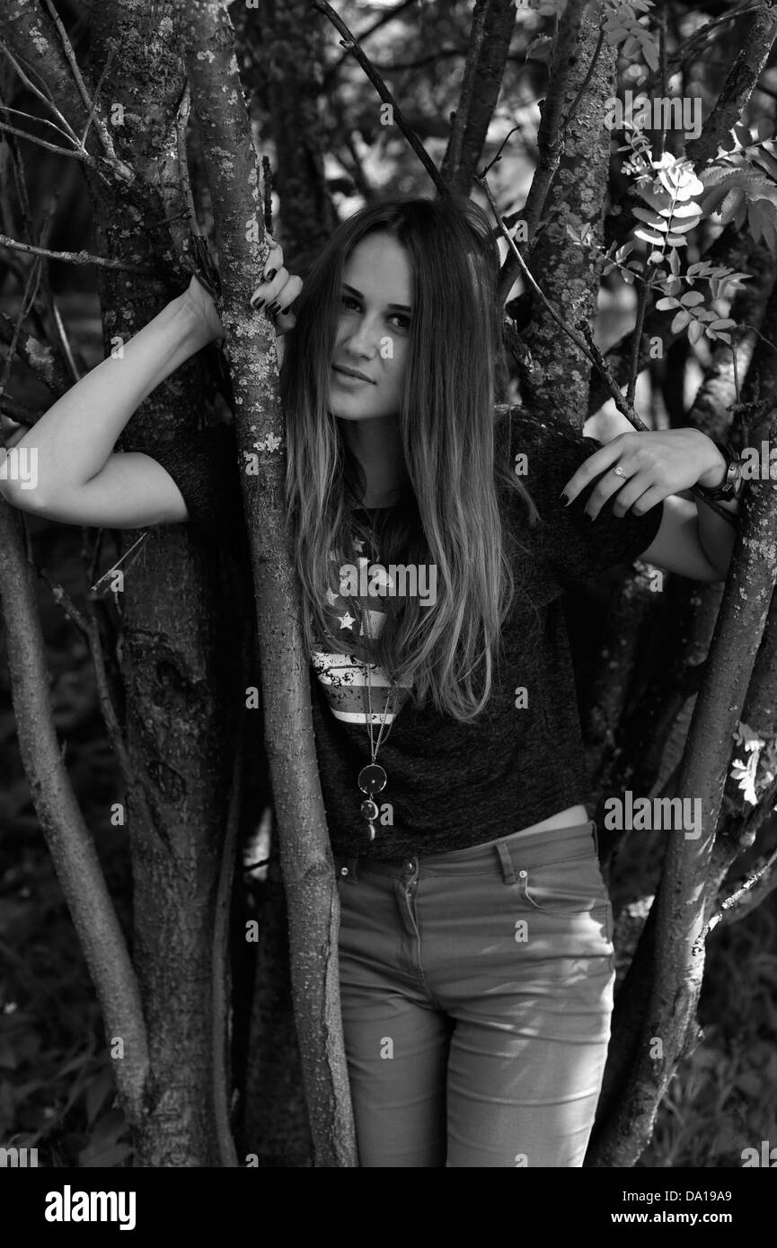 portrait of a young thoughtful girl Stock Photo - Alamy