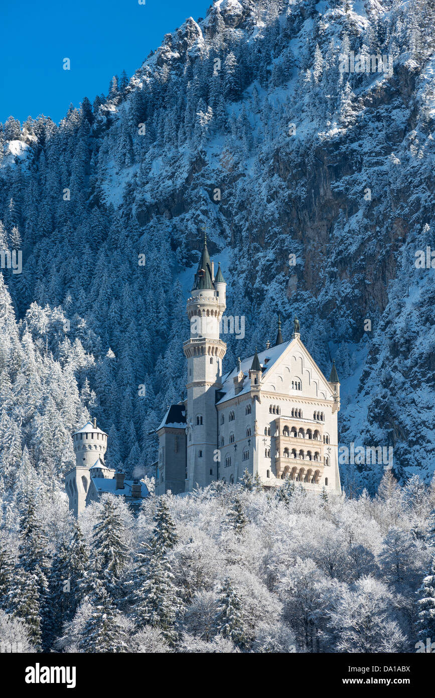 Germany, Bavaria, View of Neuschwanstein Castle in winter Stock Photo ...