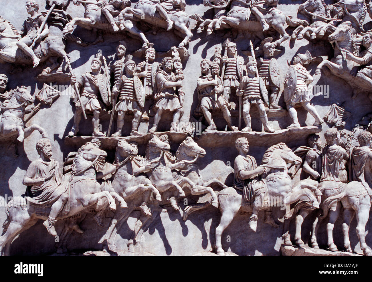 Detail of the column of Marcus Aurelius with Roman centurions, Rome ...