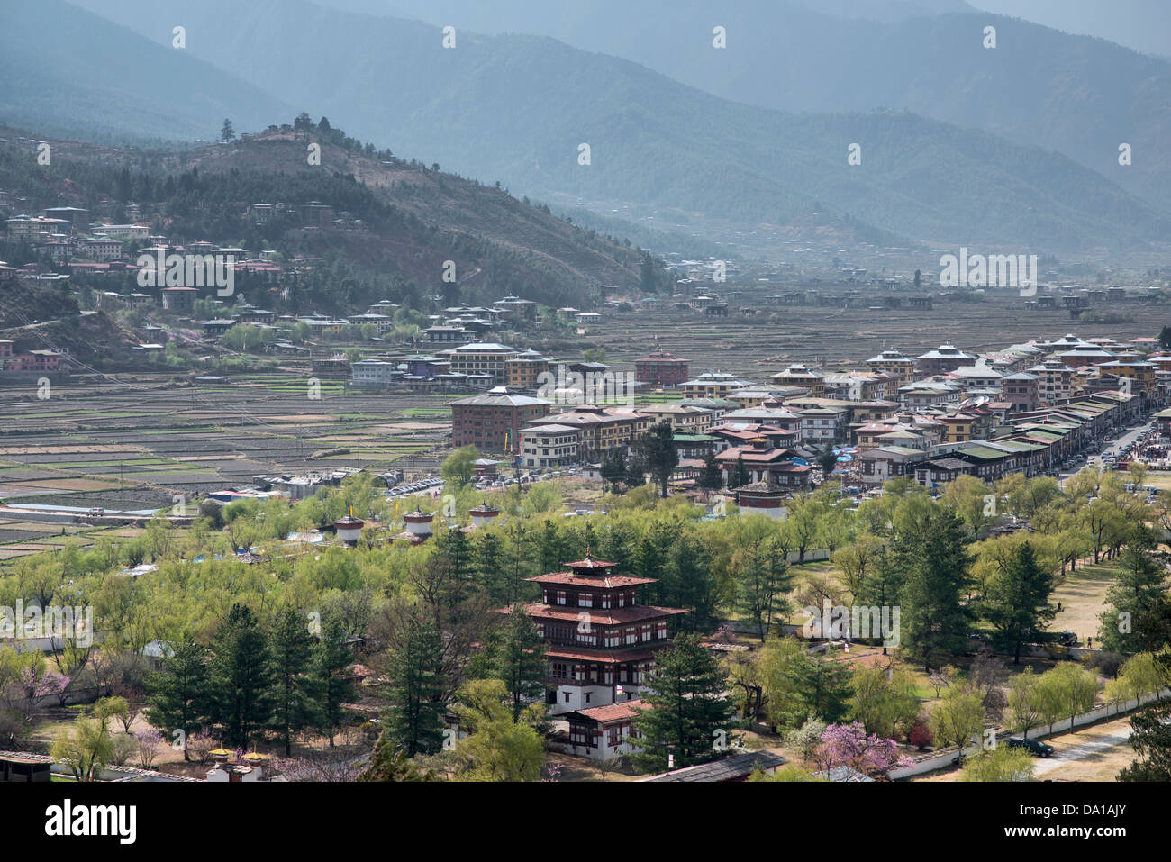 Bhutan, View of Paro valley and city Stock Photo - Alamy