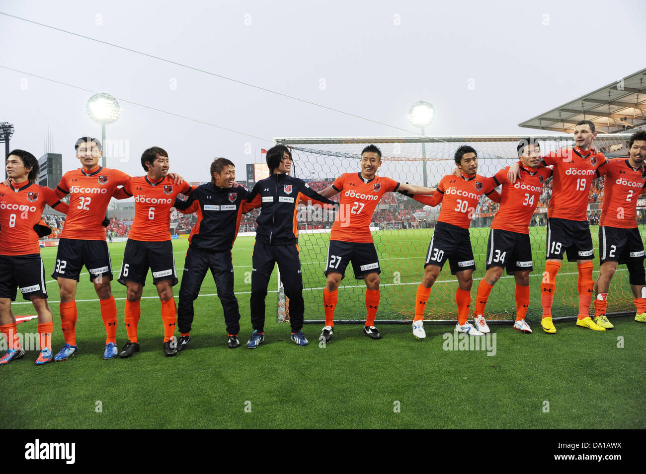 Omiya Ardija team group, APRIL 20, 2013 - Football / Soccer : Omiya Ardija players celebrate ...