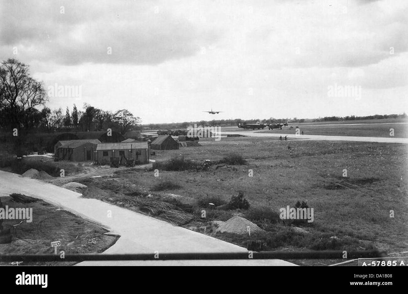 A historic image of an aircraft landing at RAF Lavenham, a former Royal ...