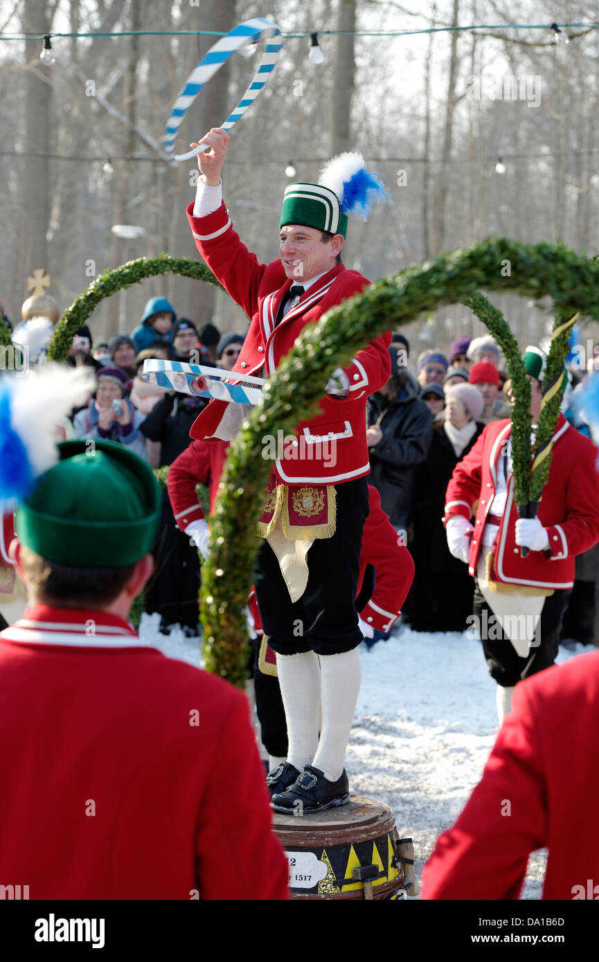Germany, Bavaria, Peoples celebrating traditional festival dance of ...