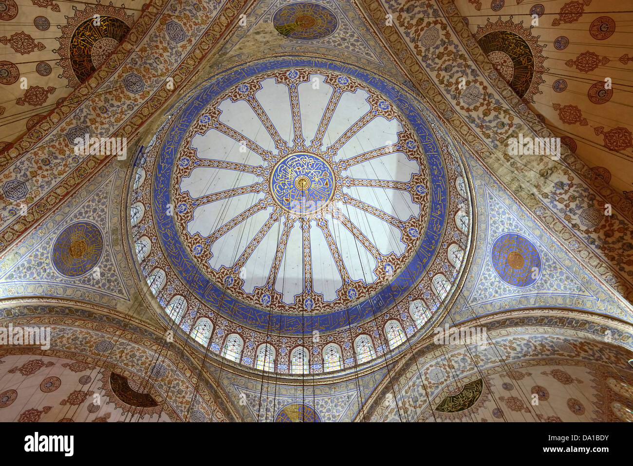 Turkey, Istanbul, Painted ceiling at Sultan Ahmed mosque Stock Photo ...