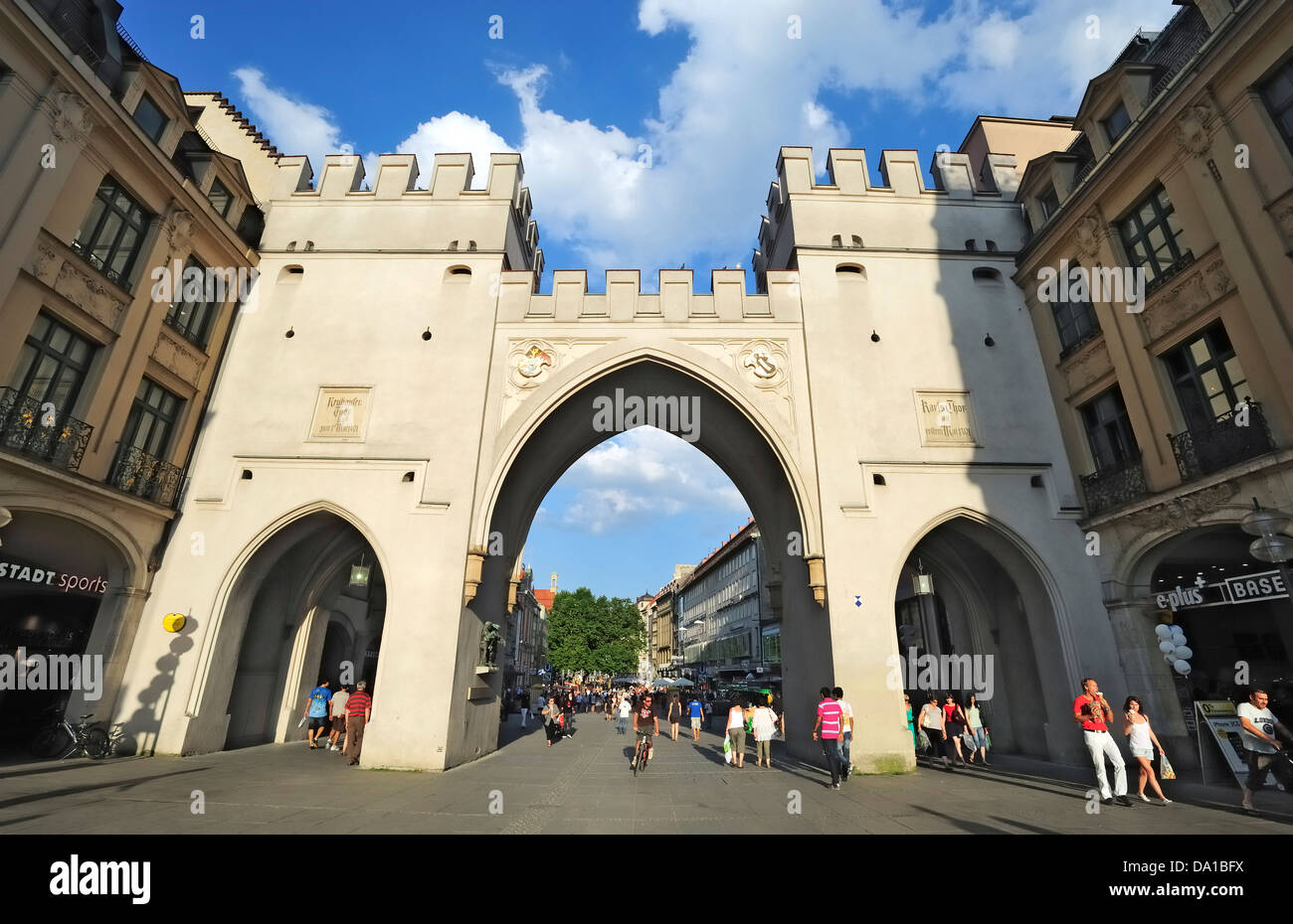 Germany, Bavaria, Munich, People walking at Karlstor gate Stock Photo ...